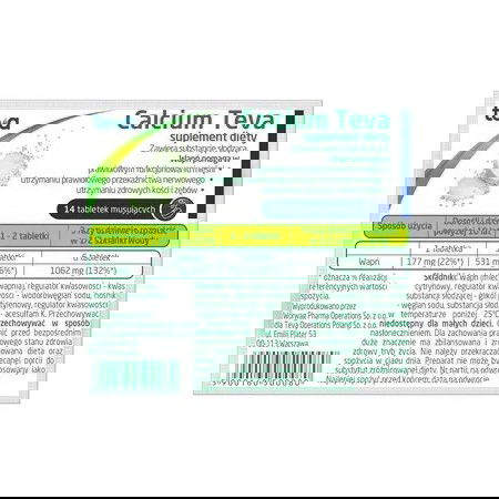 Calcium Teva, wapno 12+2 tabletki musujące | Apteka internetowa Puls